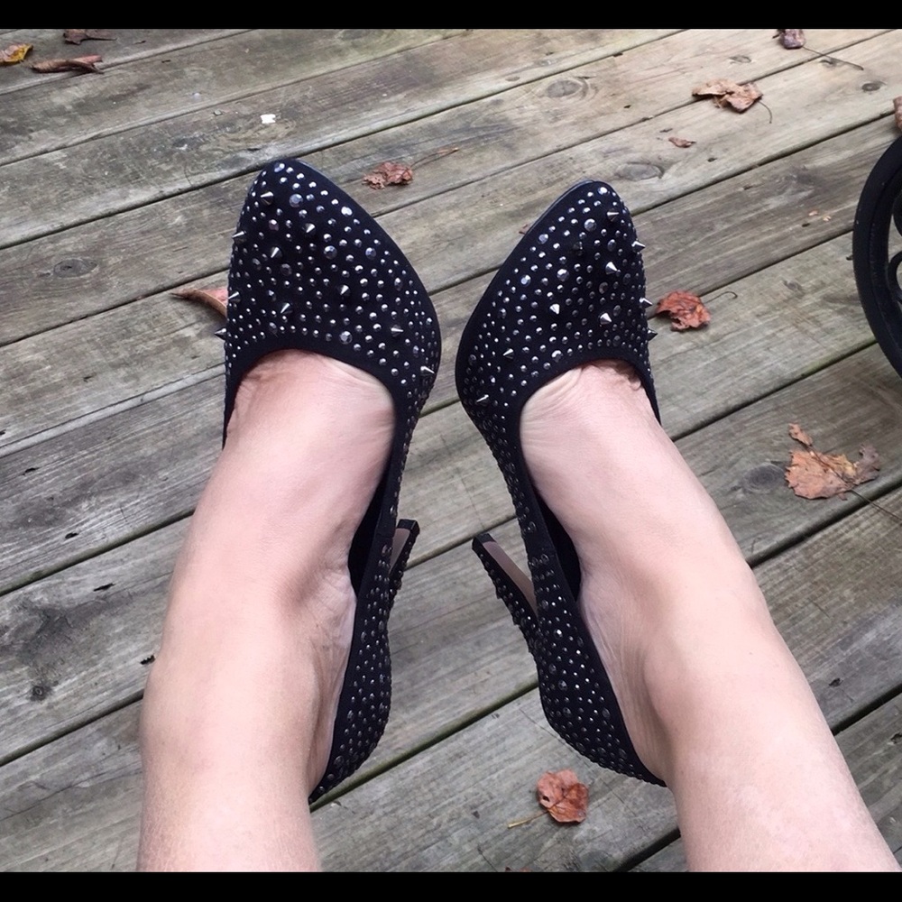 Rock & Republic Sexy Black Ayana Spike Stud Pump 8 - Gem